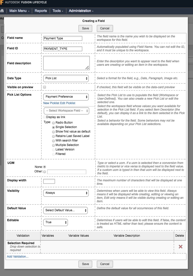 Manage field dependencies using validation rules