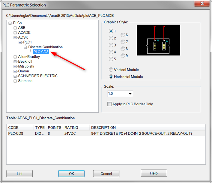 AutoCAD Electrical: Add a new PLC module (Parametric)