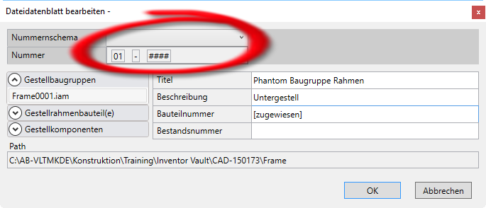 Vault 2017 Data Standard Inventor - Selected Numbering Scheme ...