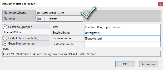 Vault 2017 Data Standard Inventor - Selected Numbering Scheme ...