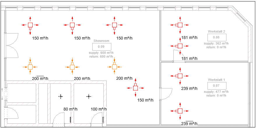 Update airflow on air terminals based on space parameters