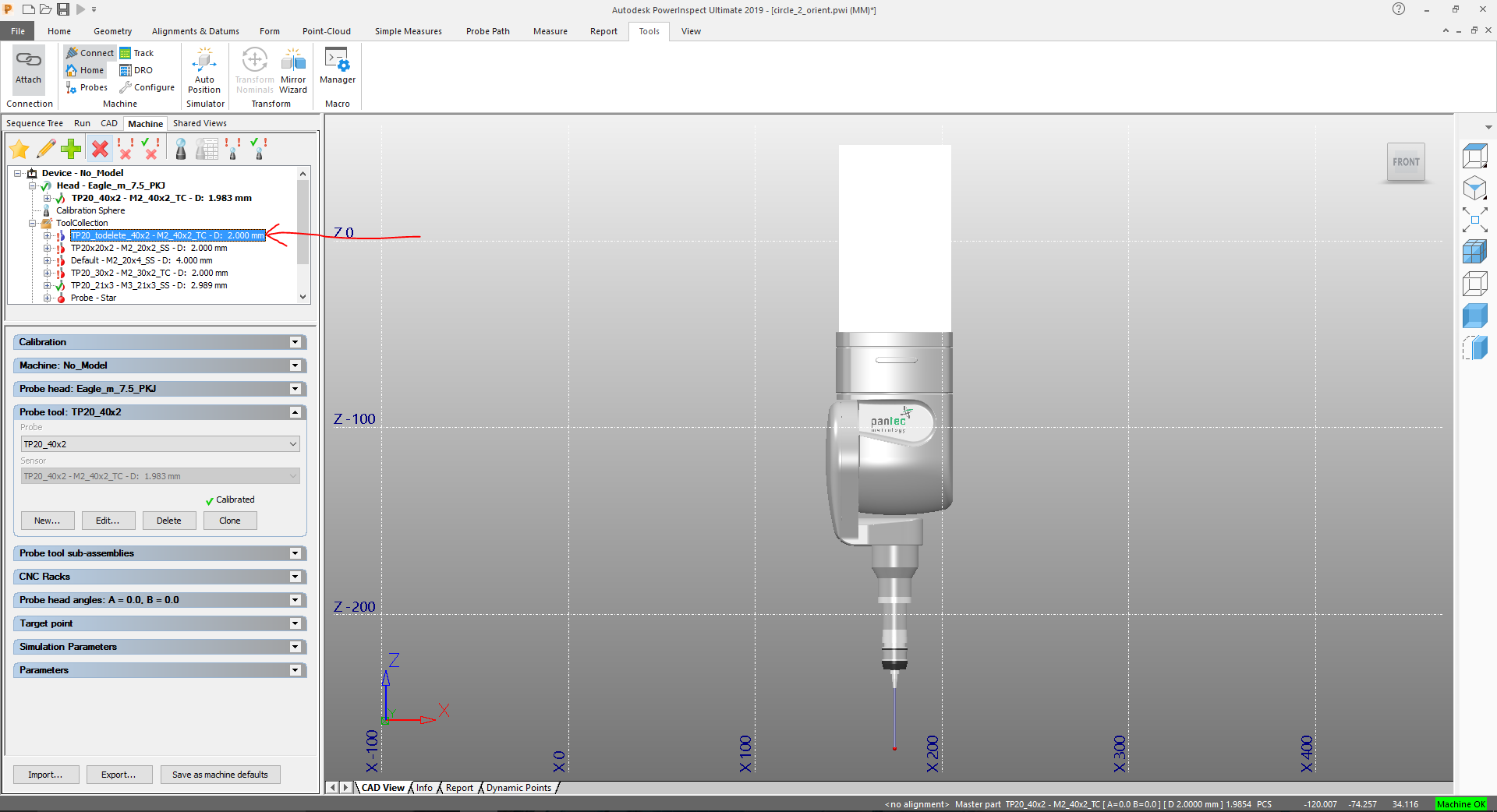 Creating and calibration of a probe using PowerInspect Ultimate for a ...