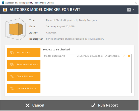 Model Checker for Revit - Run Check and View Report