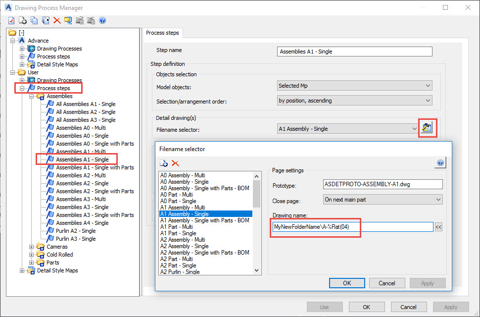 Advance Steel - Process Drawing into Folders