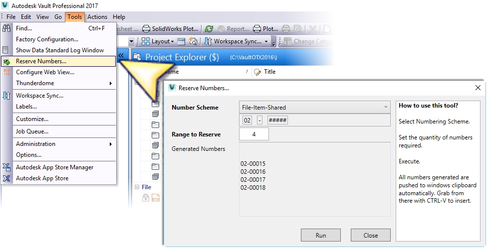 Vault Data Standard - Reserve Numbers