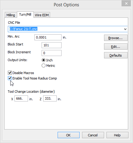 Tool Nose Radius compensation in FeatureCAM