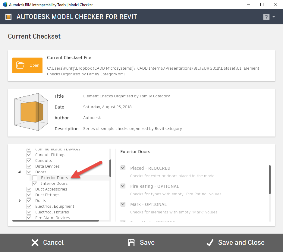 Model Checker for Revit - Configure a Check In Your Model
