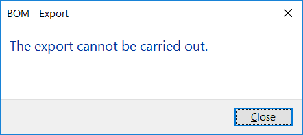 Unable to export BOM and Parts List to Microsoft Excel 95