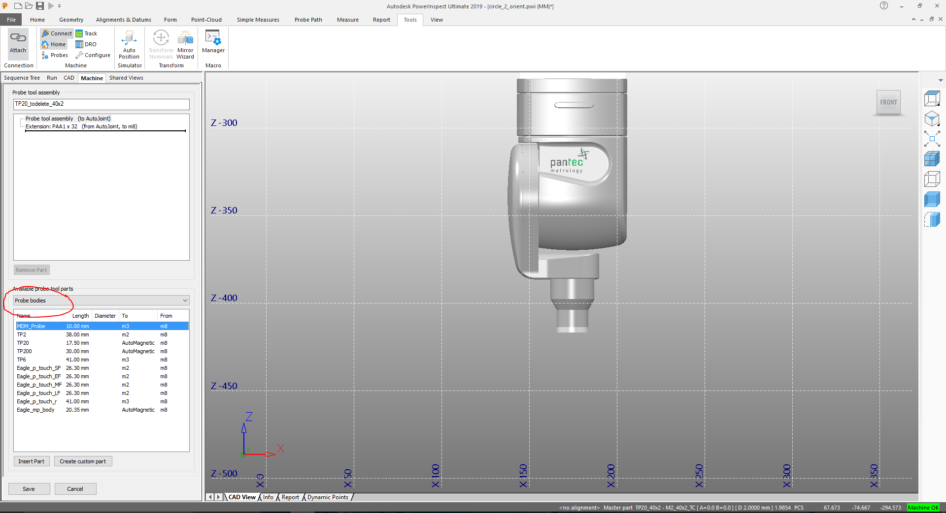 Creating and calibration of a probe using PowerInspect Ultimate for a ...