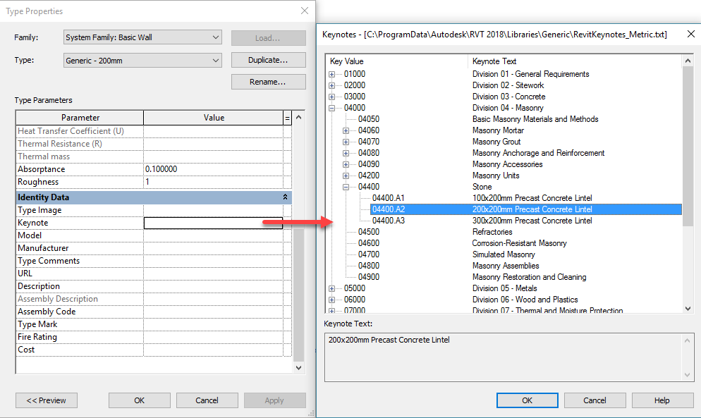 Adding Keynotes To A BIM Model