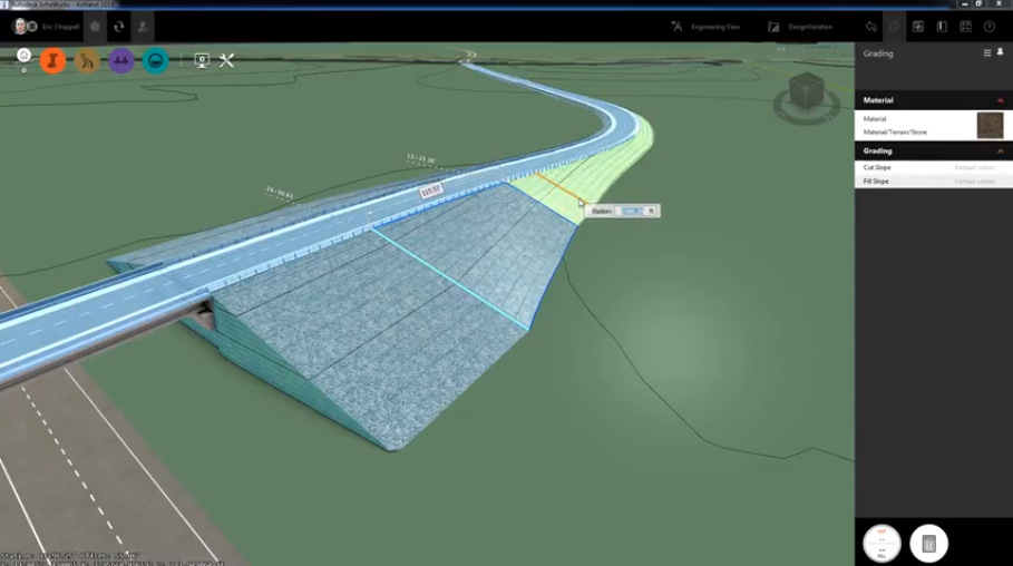 Design grading and embankments for infrastructure project