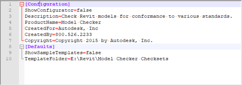 Model Checker for Revit - INI File