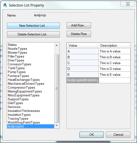 Plant 3D: Configuration of SQLite project: create picklist by SQL