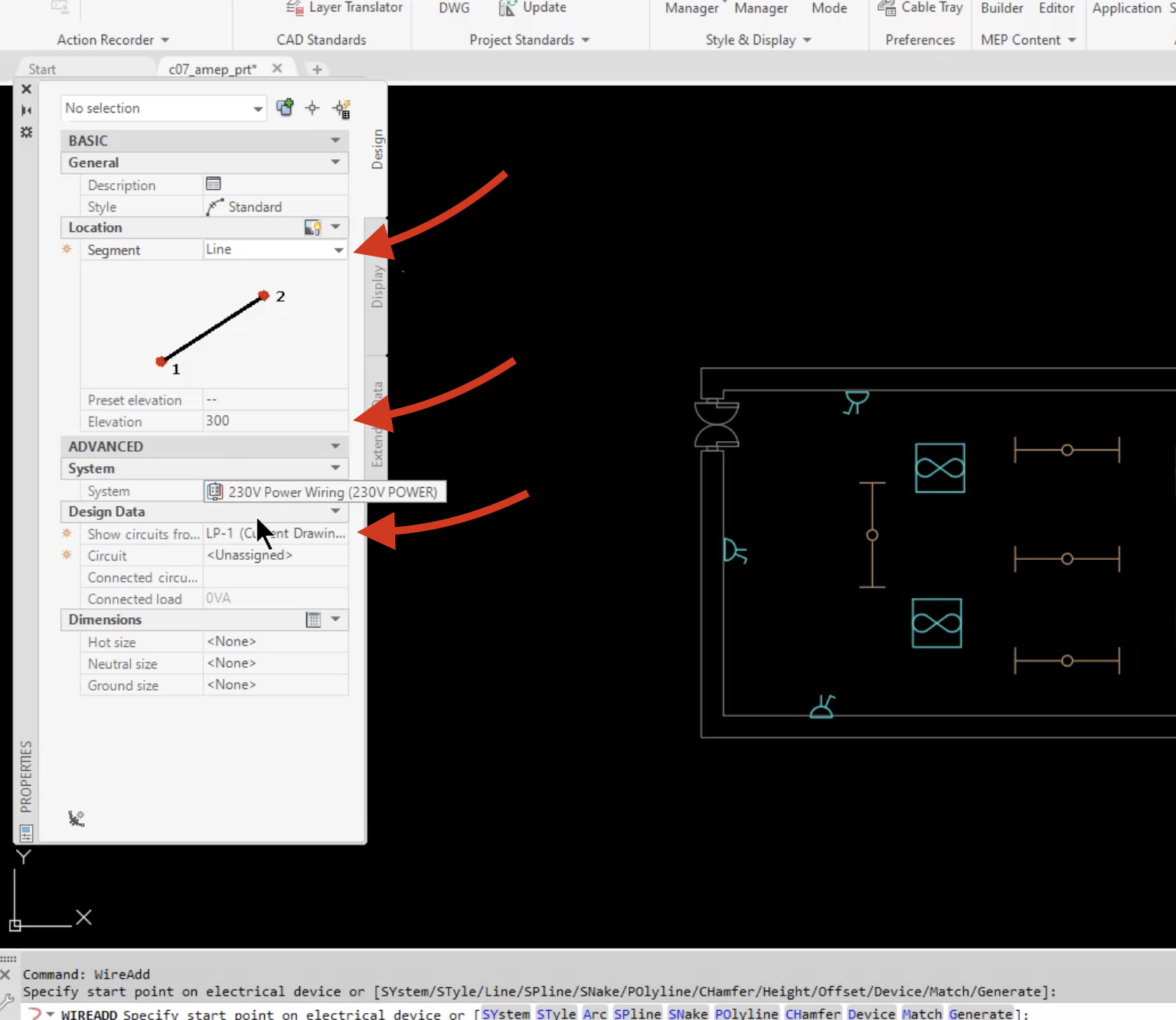 Getting Started with Electrical Wiring in the AutoCAD MEP Toolset